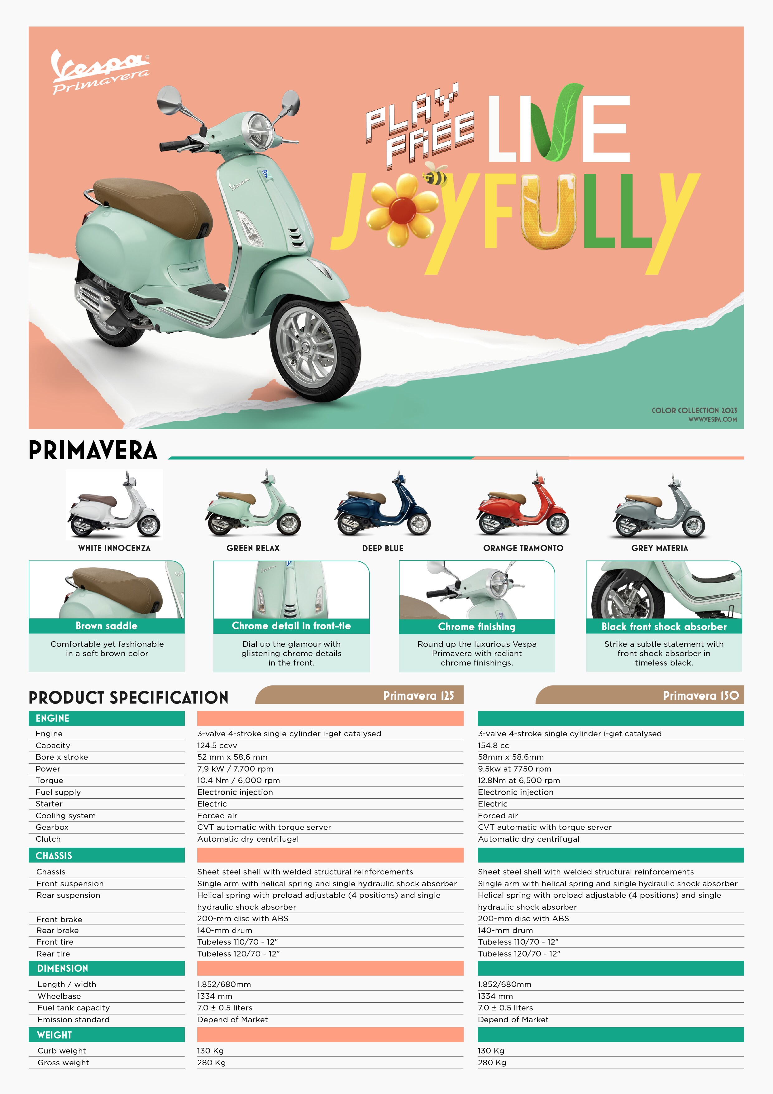 Vespa Primavera Classic 150: price, consumption, colors