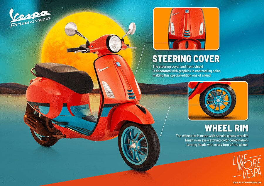 Vespa Primavera Color Vibe 150: price, consumption, colors